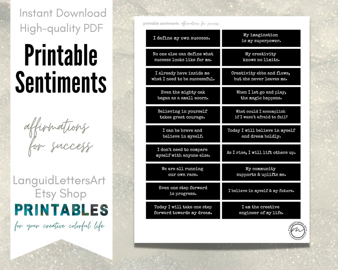 Affirmations for Manifesting Success Printable Sentiments - Etsy