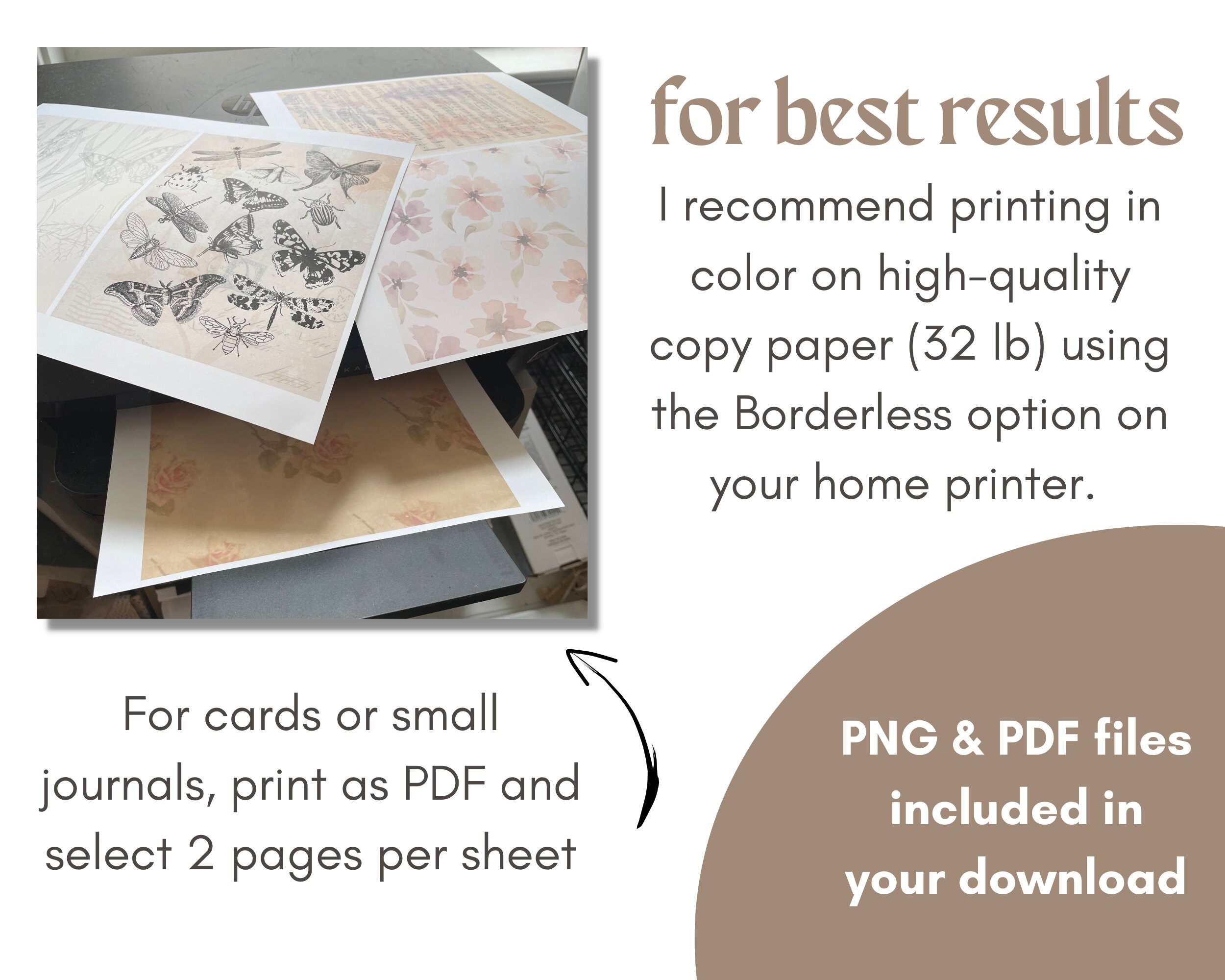 Digital Vintage Paper Pack Butterfly Botanical Garden Nature Plants ...