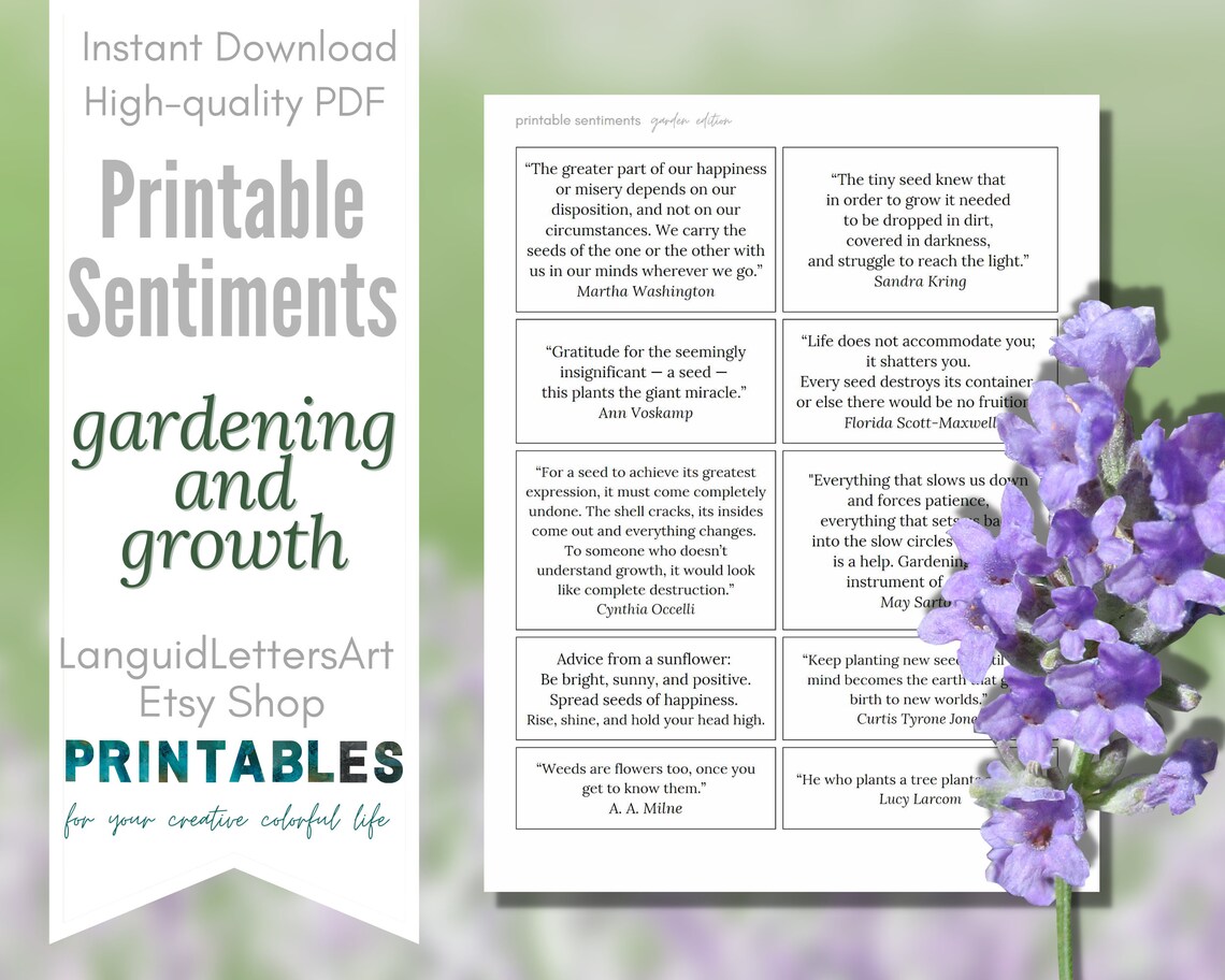 Quotes About Gardening, Growing, Learning, Love - Printable Spring ...