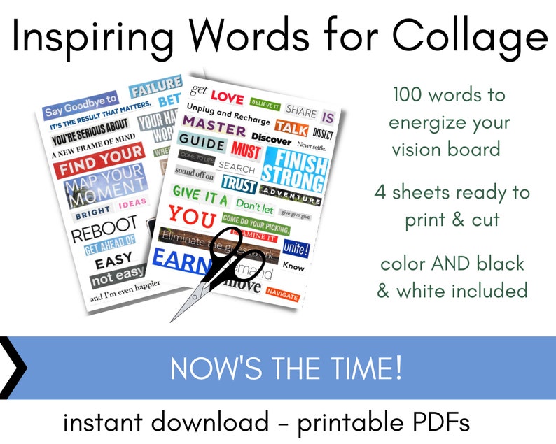 Magazine Cut Out Words: Collage & Vision Board Embellishments (digital ...