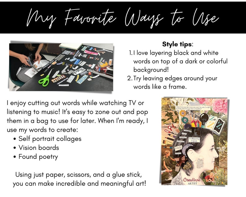Magazine Cut Out Words: Collage & Vision Board Embellishments (digital ...