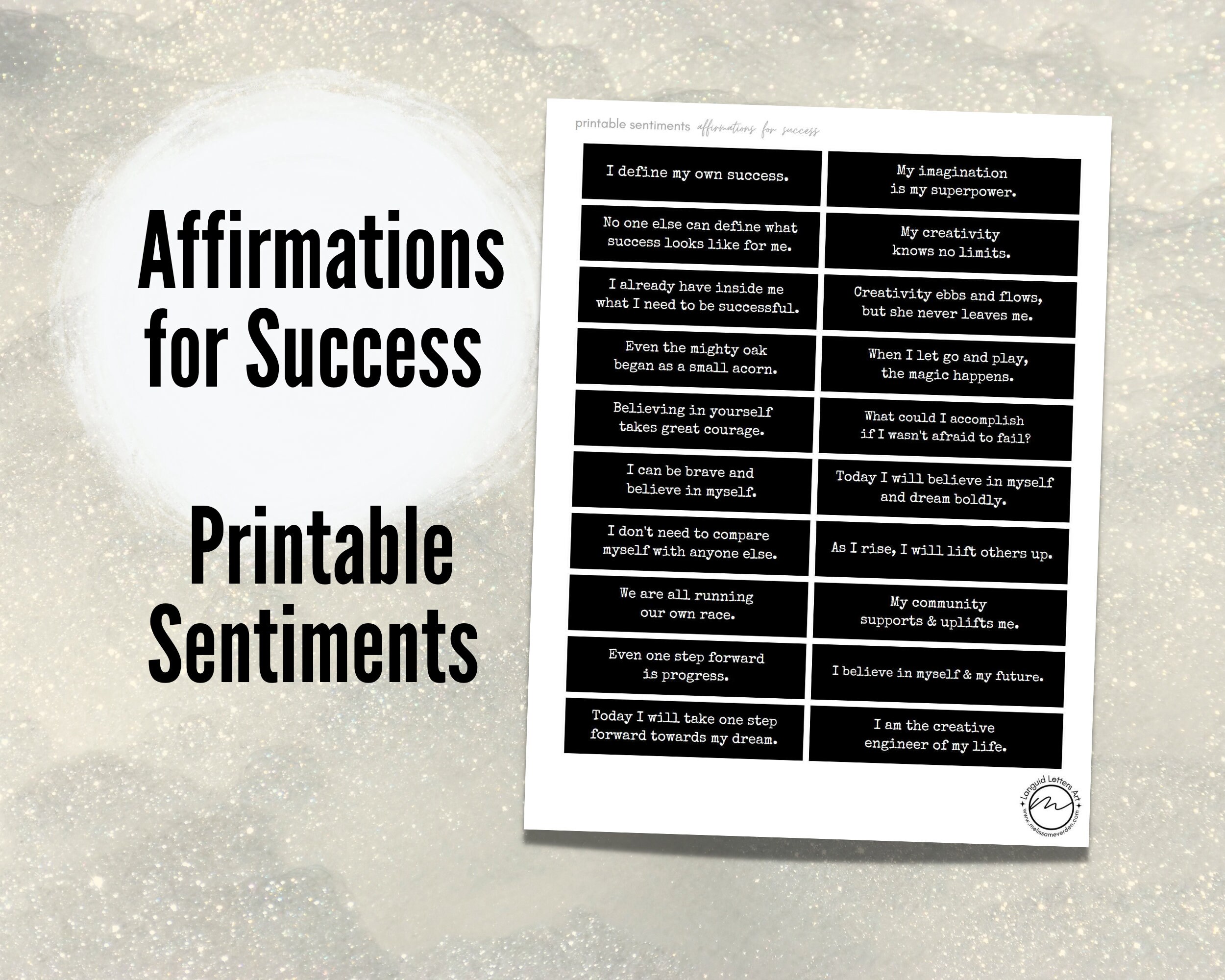 Success Affirmations: Printable Sentiments for Art Journals (digital ...