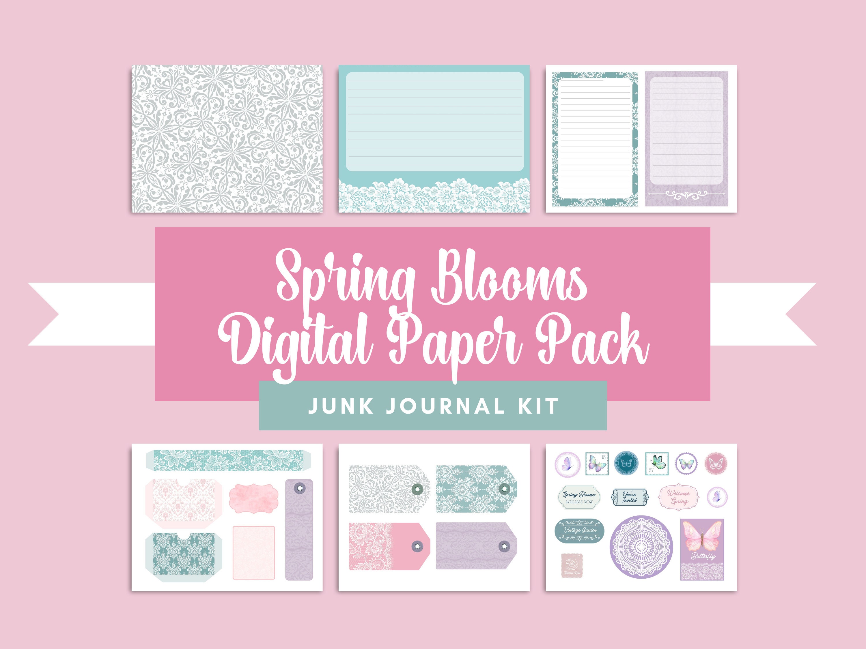 Spring Blooms Digital Paper Pack: Junk Journal Kit (PDF & JPG) - Etsy
