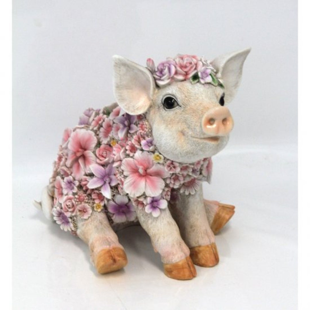 Flower Animal Garden Figure Pig Sitting Large Decorative - Etsy New Zealand