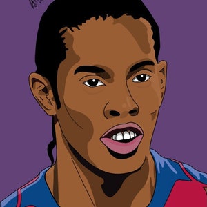 Ronaldinho Barcelona Digital Portrait Print - Etsy
