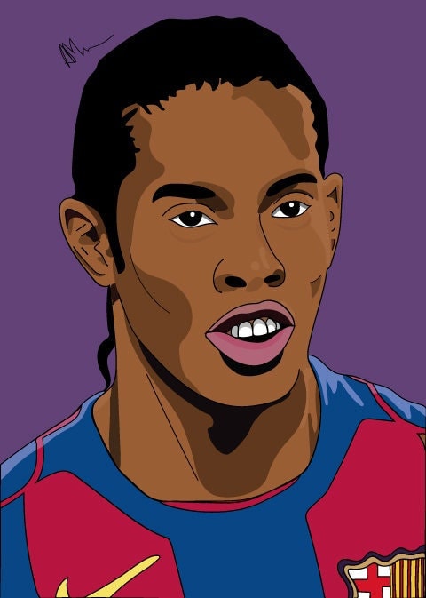 Ronaldinho Barcelona Digital Portrait Print - Etsy