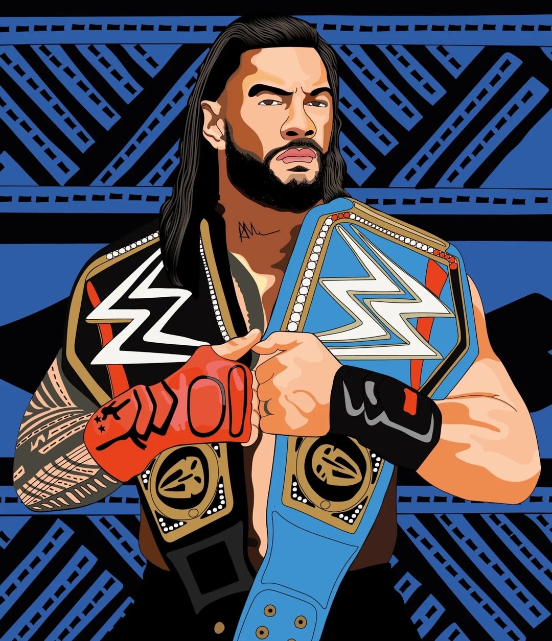 Roman Reigns WWE Digital Print Portrait - Etsy