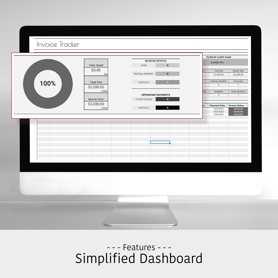 Invoice Tracker Spreadsheet Google Sheets Customer Payment - Etsy