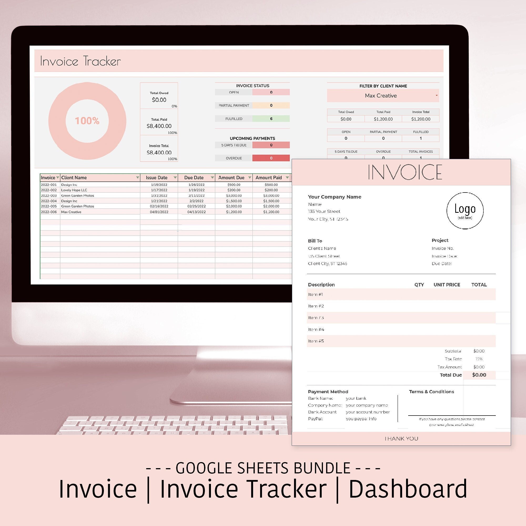 Invoice Bundle Spreadsheet, Editable Invoice Tracker, Google Sheets ...