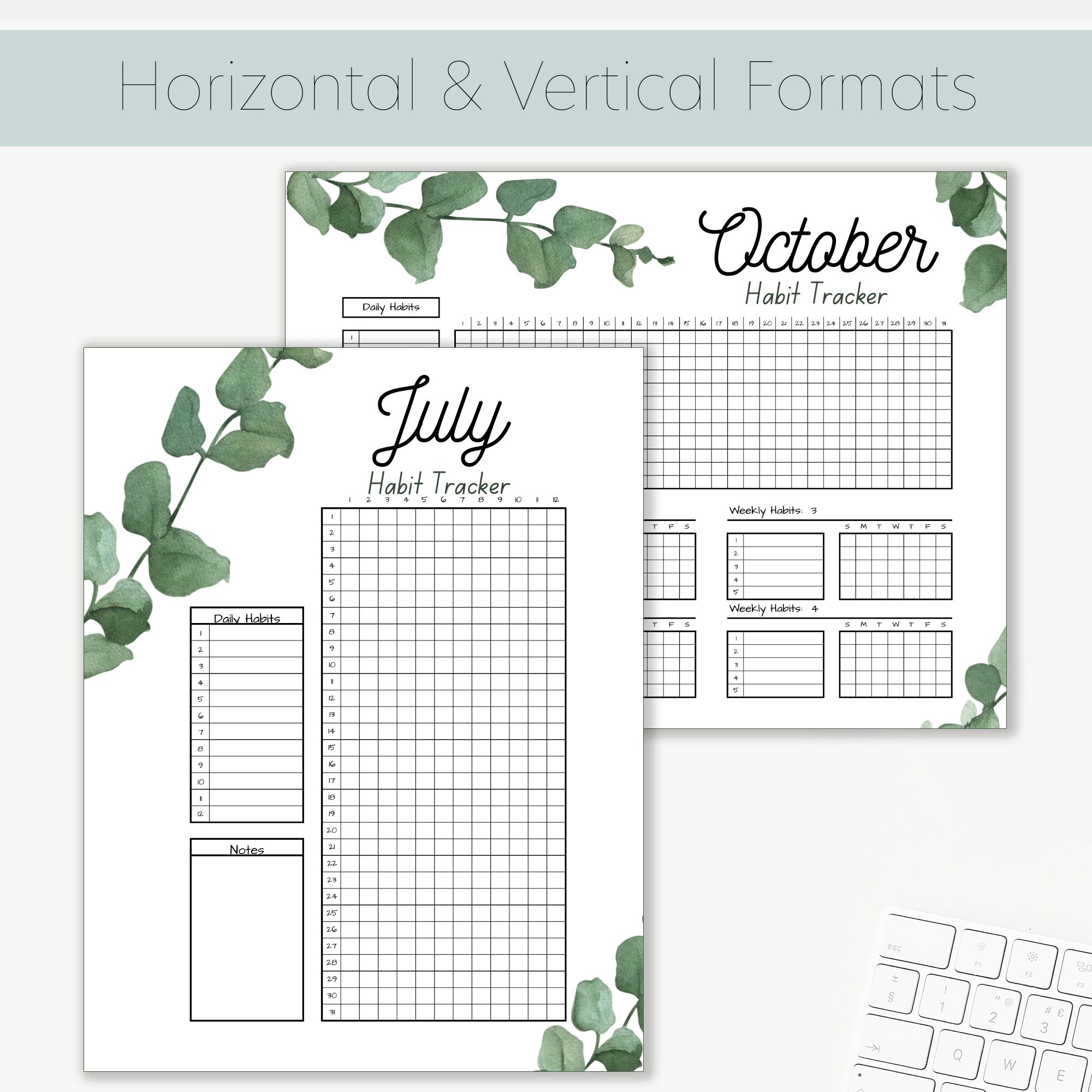Monthly Habit Tracker | Daily Habit Journal | Goal Habit Template ...