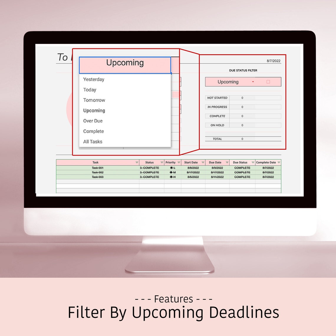 Simple to Do List & Dashboard , Task List Tracker, Google Sheet Task ...