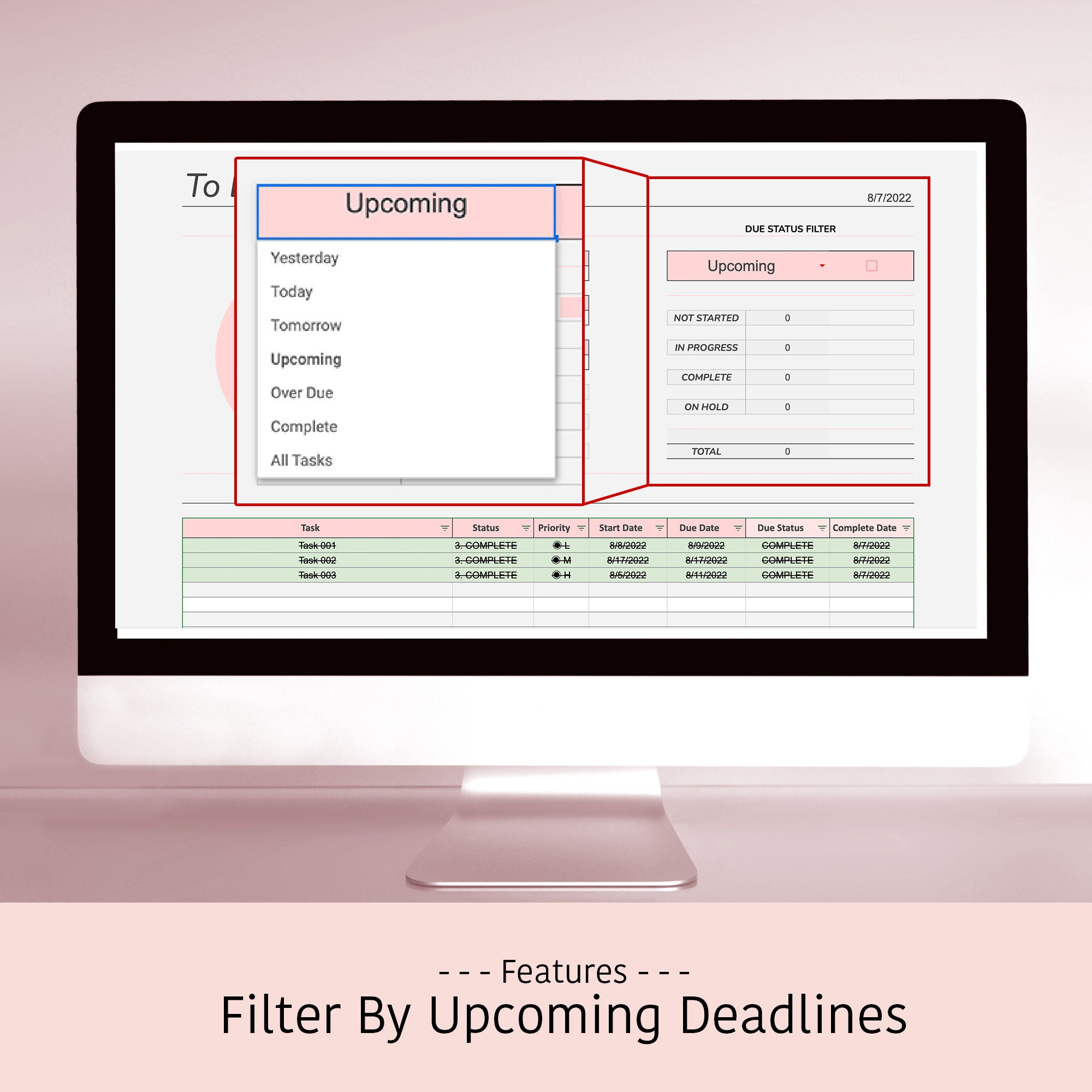 Simple to Do List & Dashboard , Task List Tracker, Google Sheet Task ...