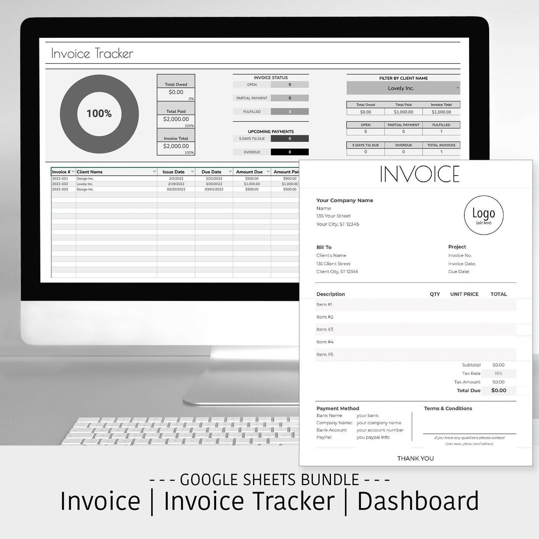 Invoice Bundle Spreadsheet, Editable Invoice Tracker, Google Sheets ...