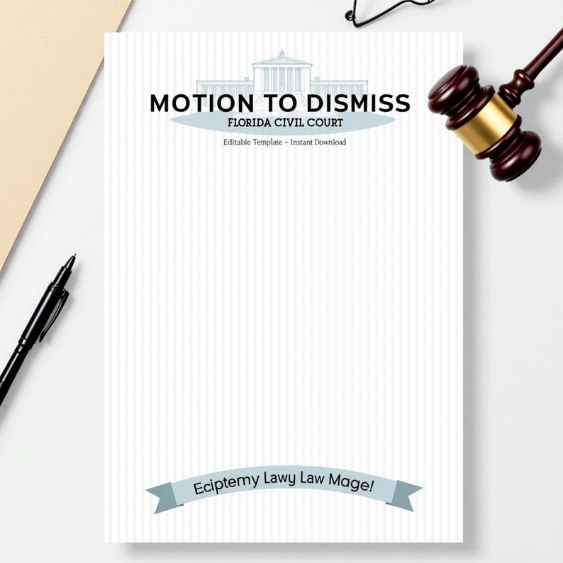 Florida Motion to Dismiss Template | Editable Pro Se Court Form | Debt Collection Lawsuit ...