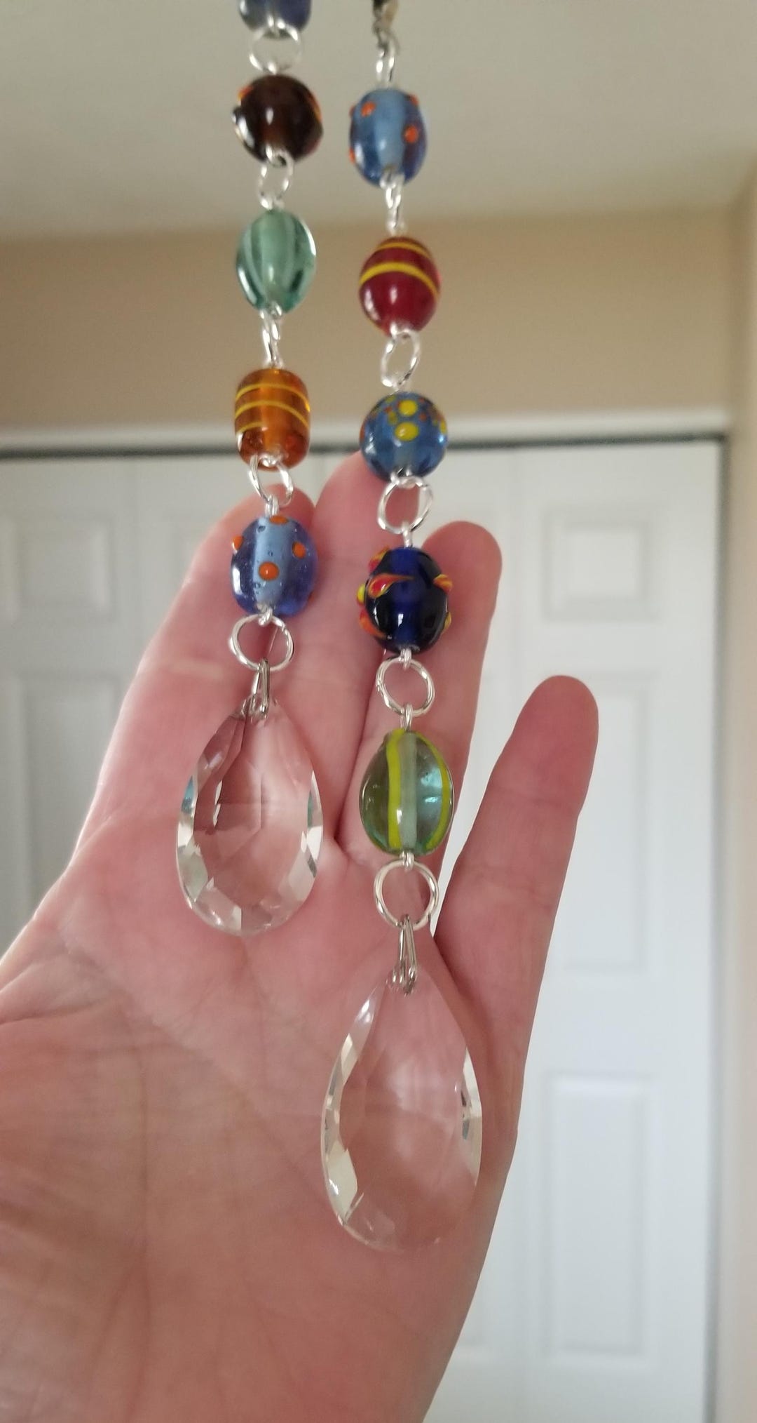 Lampwork Beaded Ceiling Fan Pull Chains With Teardrop Crystal Prisms ...