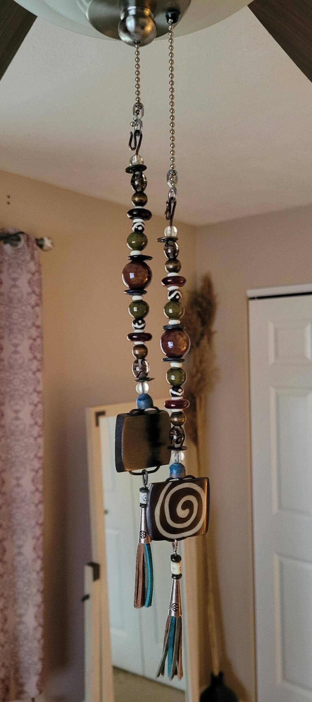 Beaded Ceiling Fan Chain Pulls/boho Light Pulls/vintage Vibe Ceiling ...