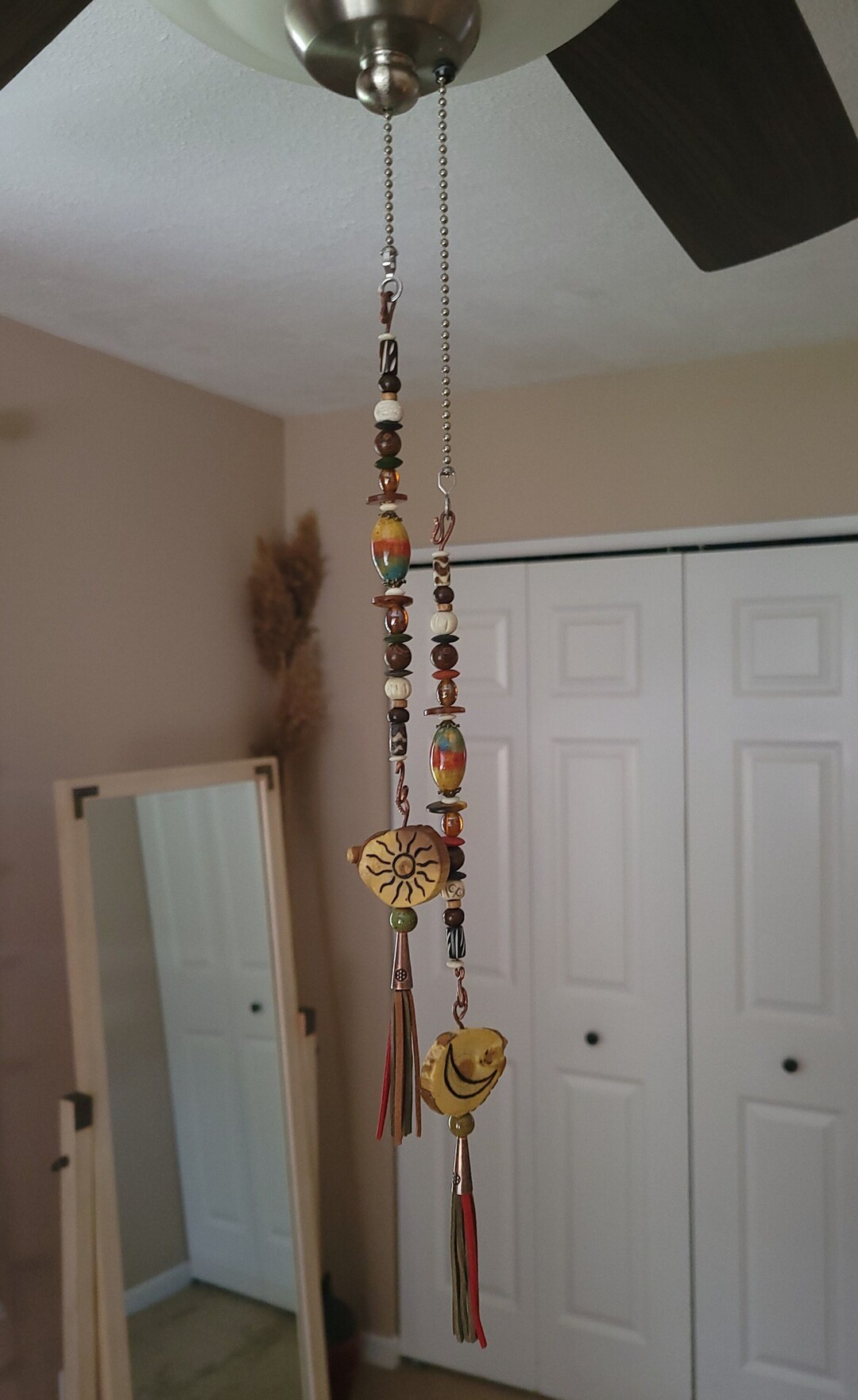 Beaded Ceiling Fan Chain Pulls/boho Light Pulls/vintage Vibe Ceiling ...