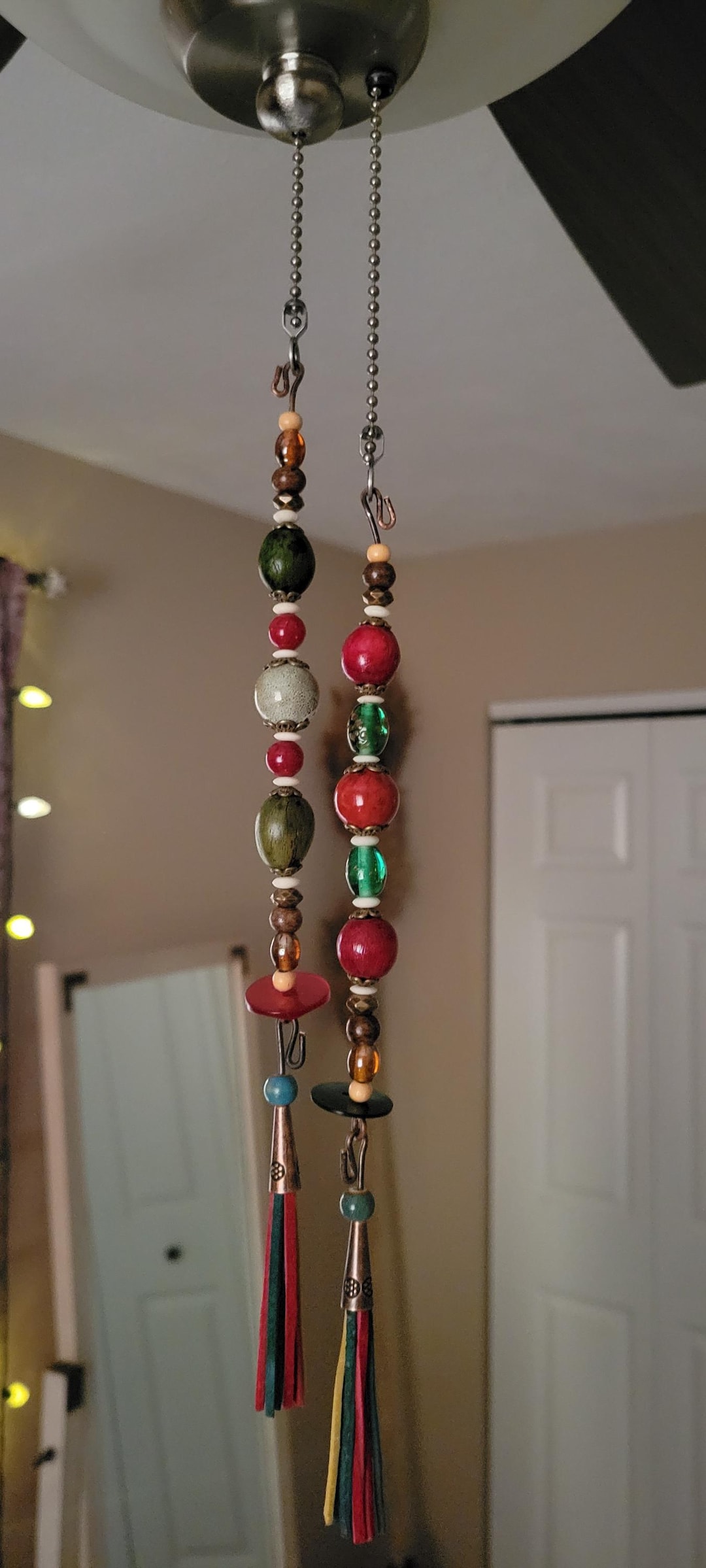 Beaded Ceiling Fan Chain Pulls/boho Light Pulls/vintage Vibe Ceiling ...