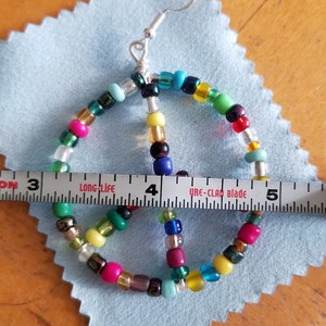 2 Peace Sign Earrings/hippie Earrings/beaded Peace Sign Earrings/hippie ...