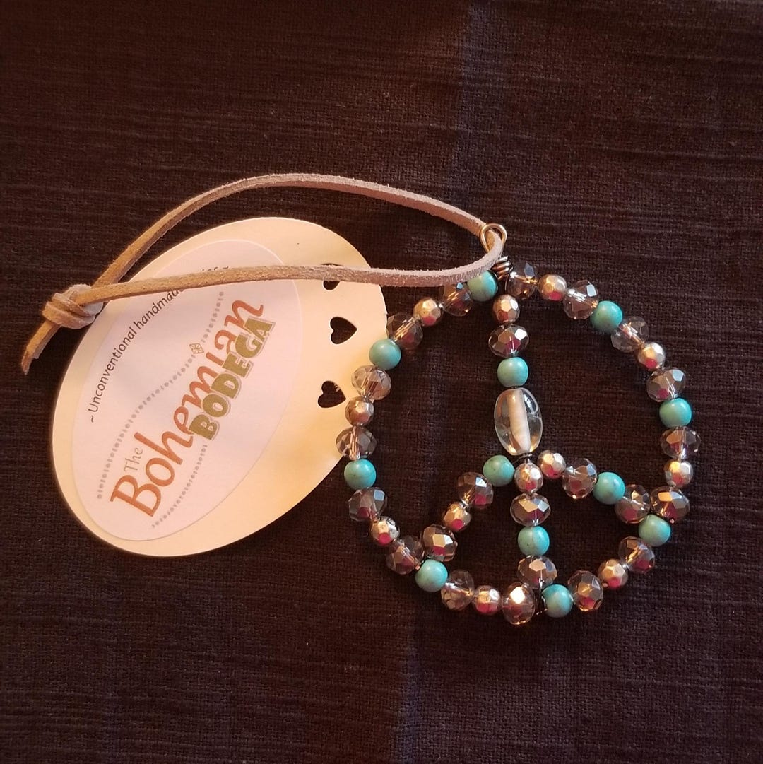 Peace Sign Ornament/beaded Peace Sign Holiday Ornament/christmas Peace ...