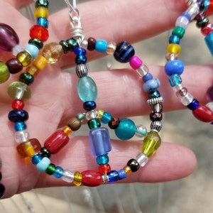 Beaded Peace Sign Pendant Necklace on 24" 925 Silver Snake Chain Peace ...