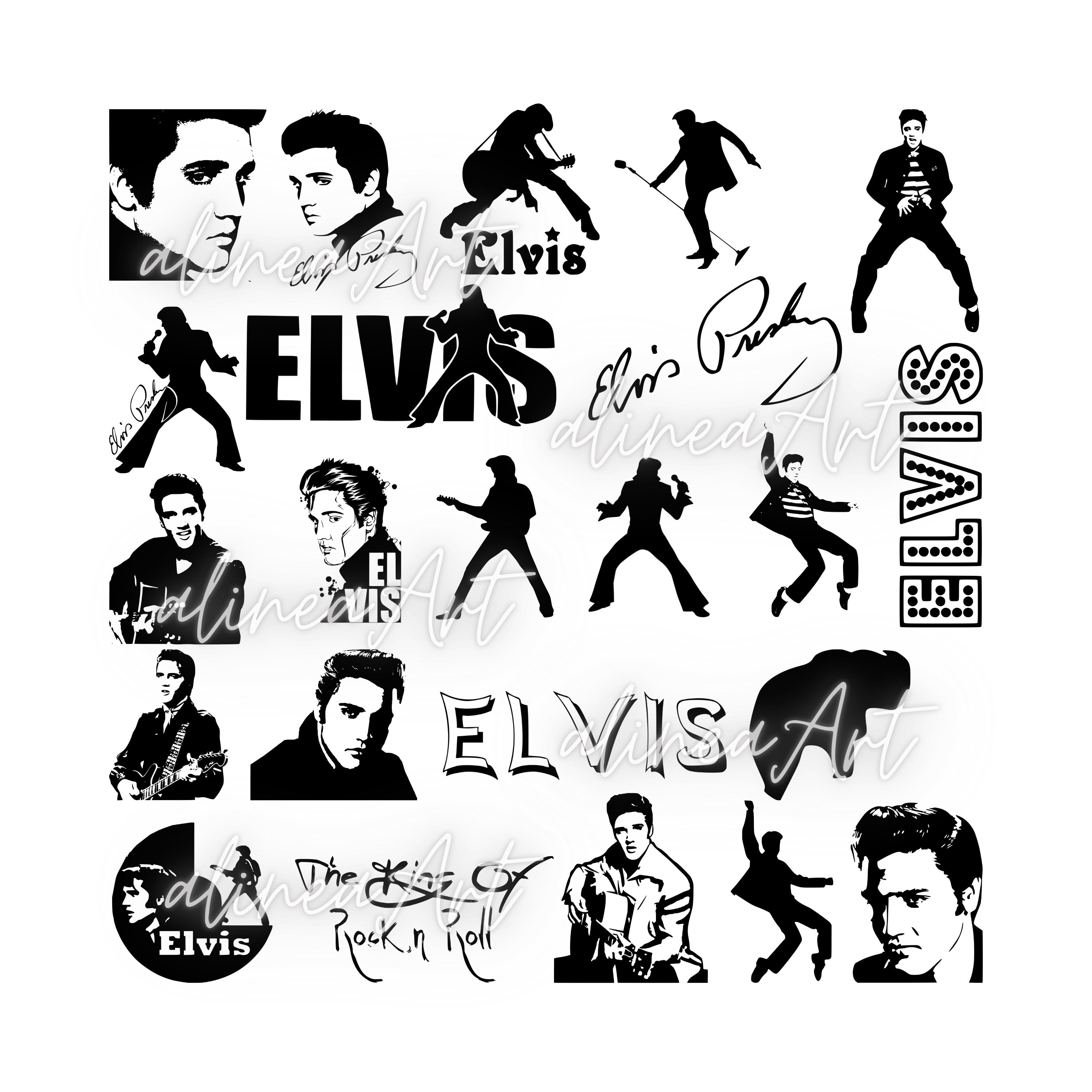 Elvis Presley Svg Bundle The King Of Rock N Roll Svg Svg Etsy België