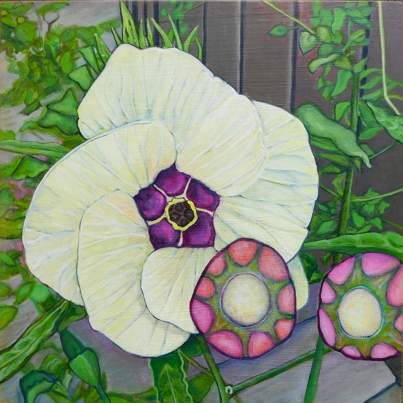Okra Flower giclee Print - Etsy
