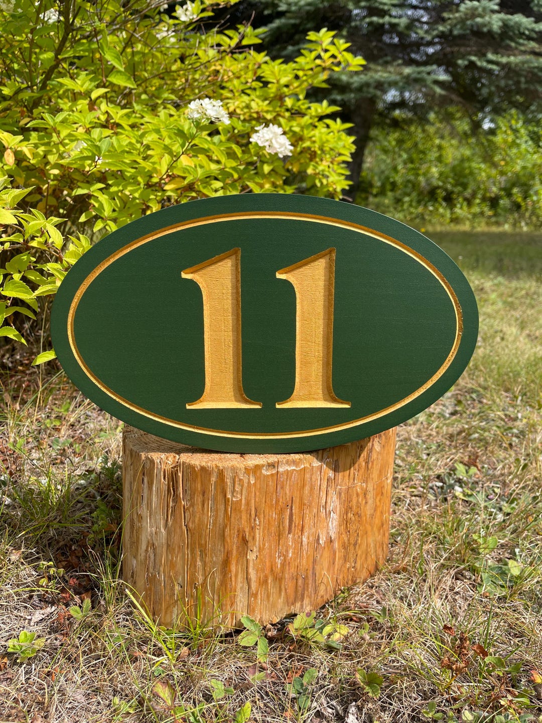 Carved Number Sign | Oval | Engraved Wood Sign | Pine | House Number ...