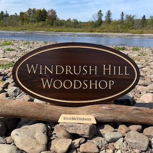 Custom DOUBLE SIDED Outdoor Sign | Oval Shape | Engraved Wood Sign ...