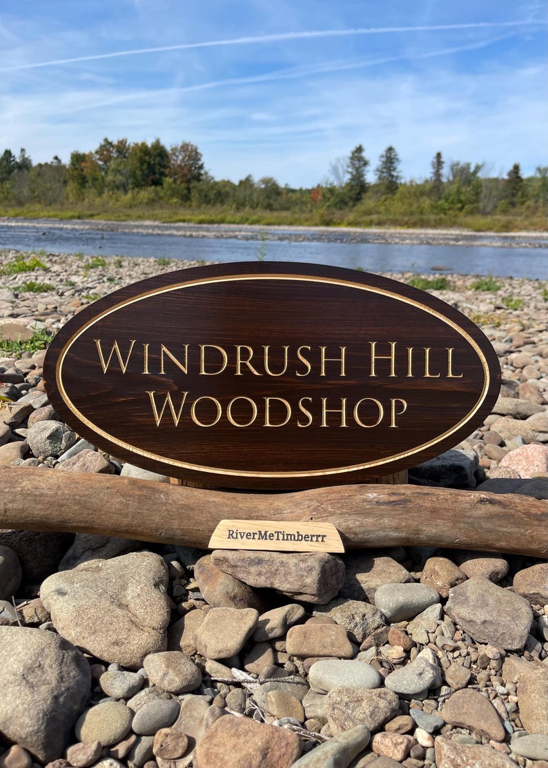 Custom DOUBLE SIDED Outdoor Sign | Oval Shape | Engraved Wood Sign ...