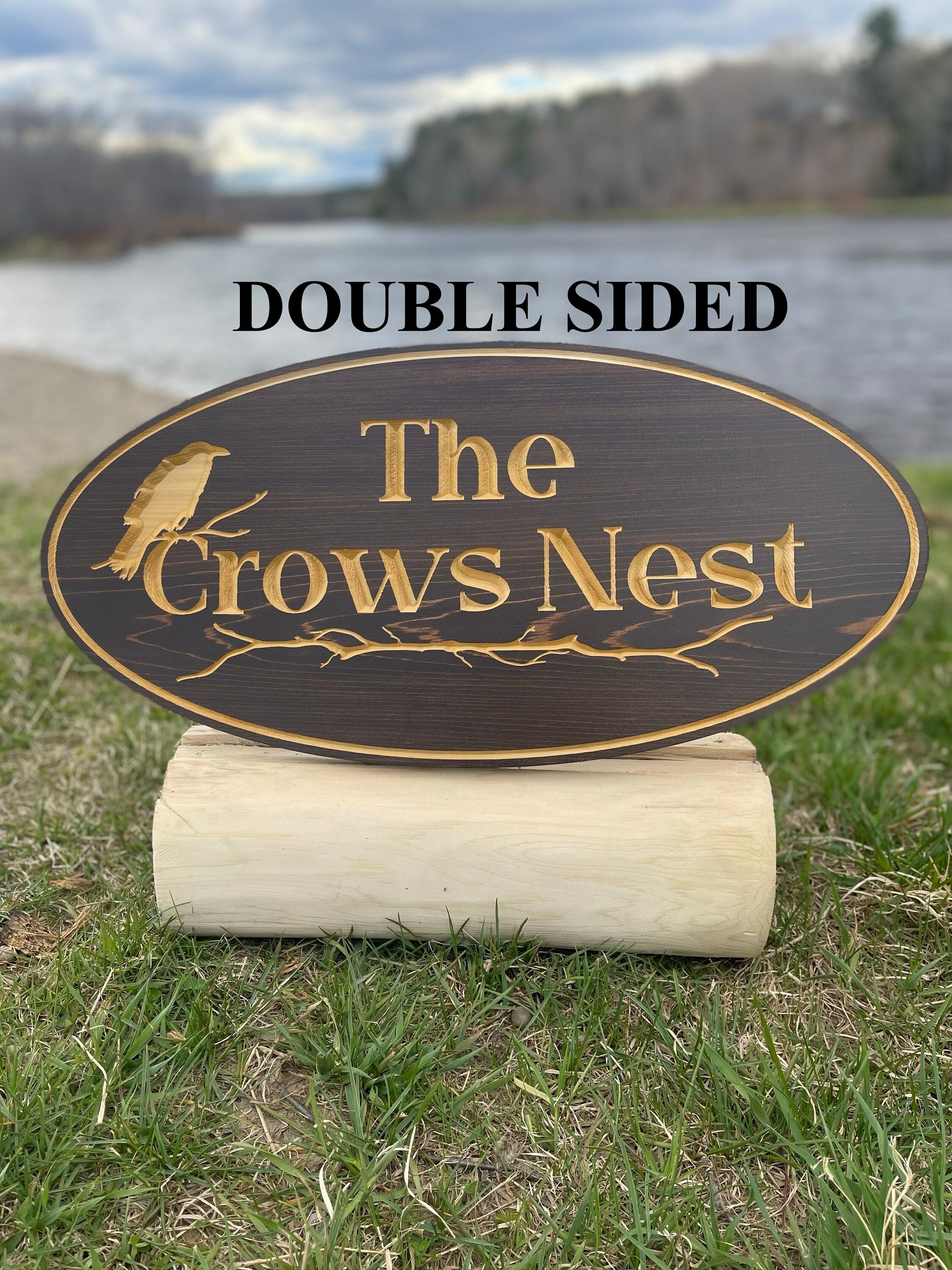 Custom DOUBLE SIDED Outdoor Sign | Oval Shape | Engraved Wood Sign ...
