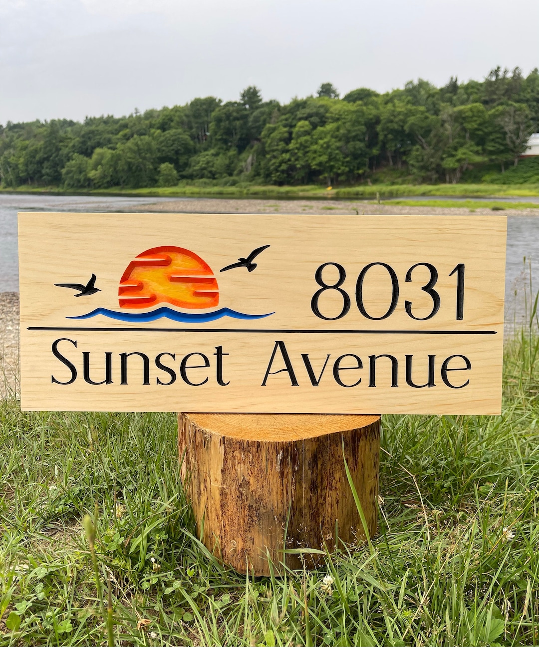 Custom Outdoor Address Sign | Engraved Wood Sign | Painted Image ...