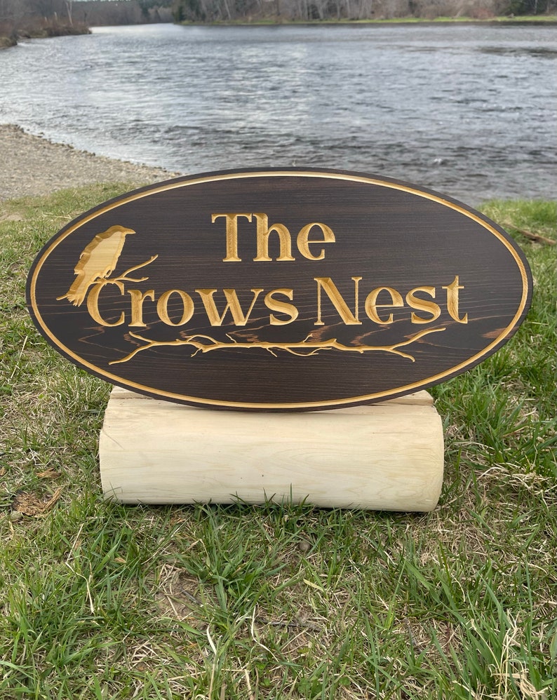 Custom DOUBLE SIDED Outdoor Sign | Oval Shape | Engraved Wood Sign ...