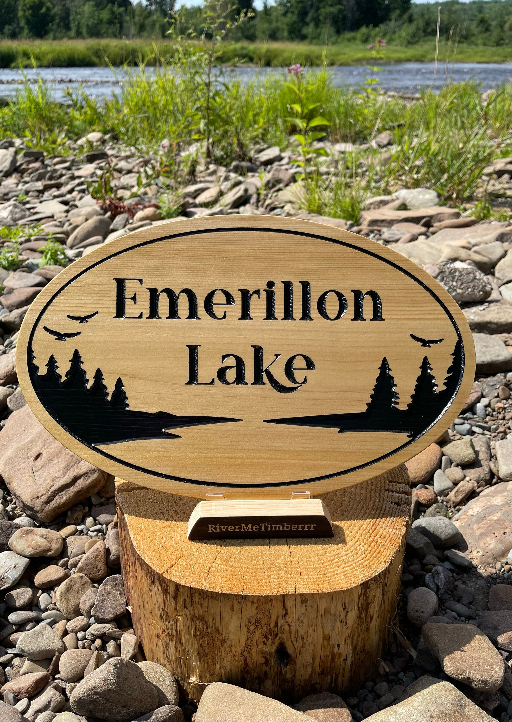 Custom DOUBLE SIDED Outdoor Sign | Oval Shape | Engraved Wood Sign ...