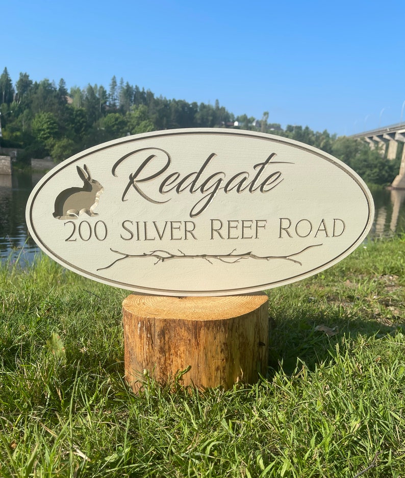 Custom DOUBLE SIDED Outdoor Sign | Oval Shape | Engraved Wood Sign ...