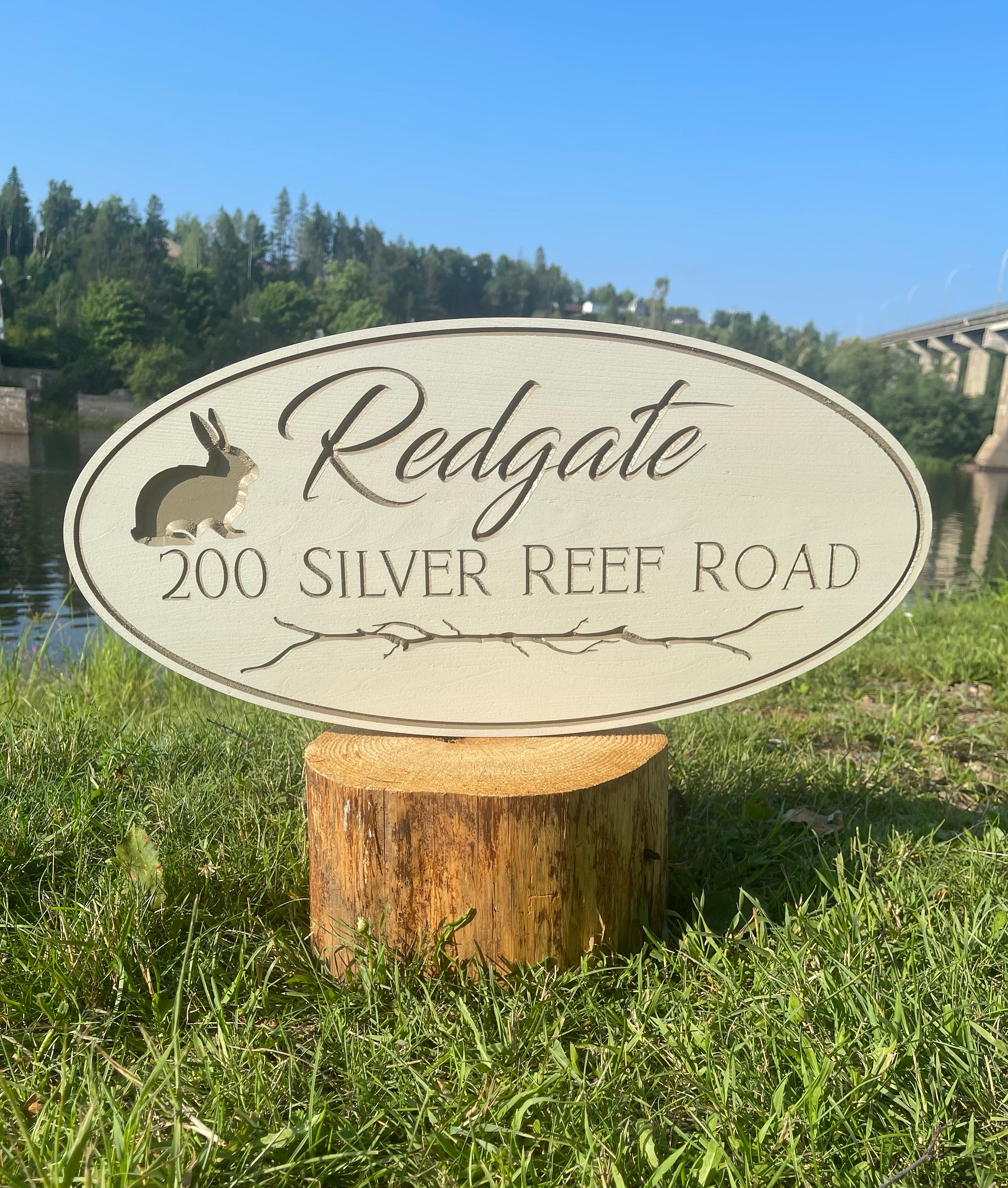 Custom DOUBLE SIDED Outdoor Sign | Oval Shape | Engraved Wood Sign ...