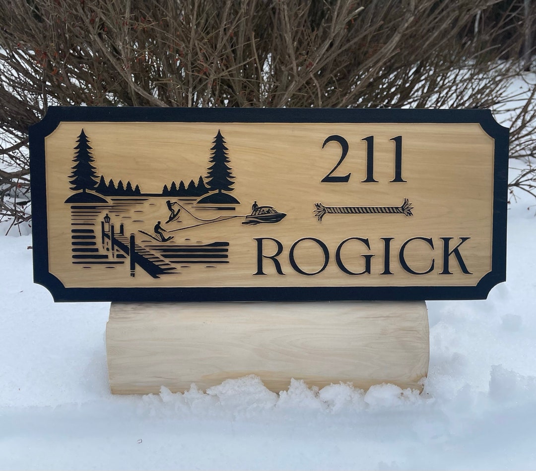 Custom Outdoor Address Sign | Engraved Wood Sign | Dimensional Design ...