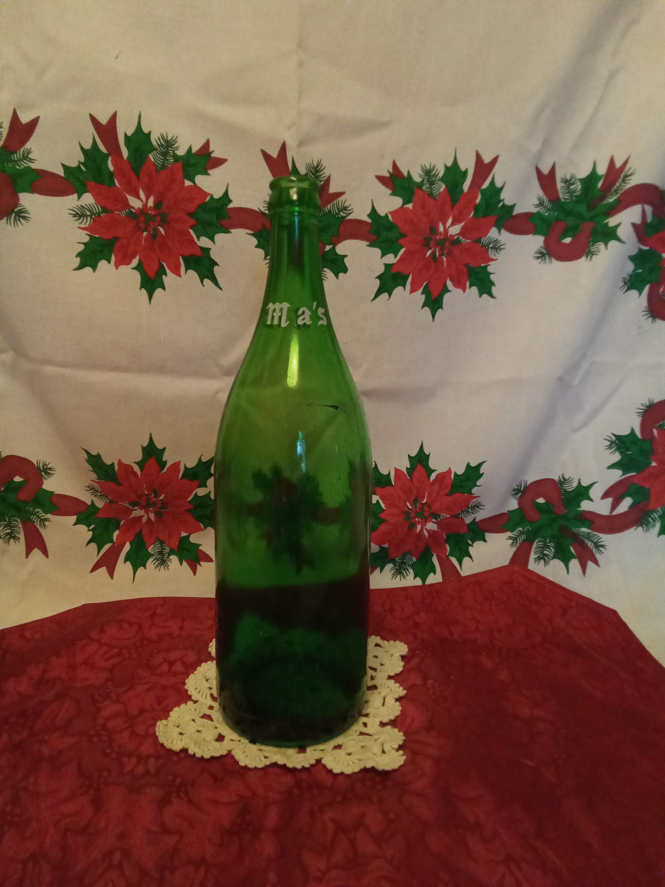 Vintage Large Green Ma's Soda Bottle - Etsy