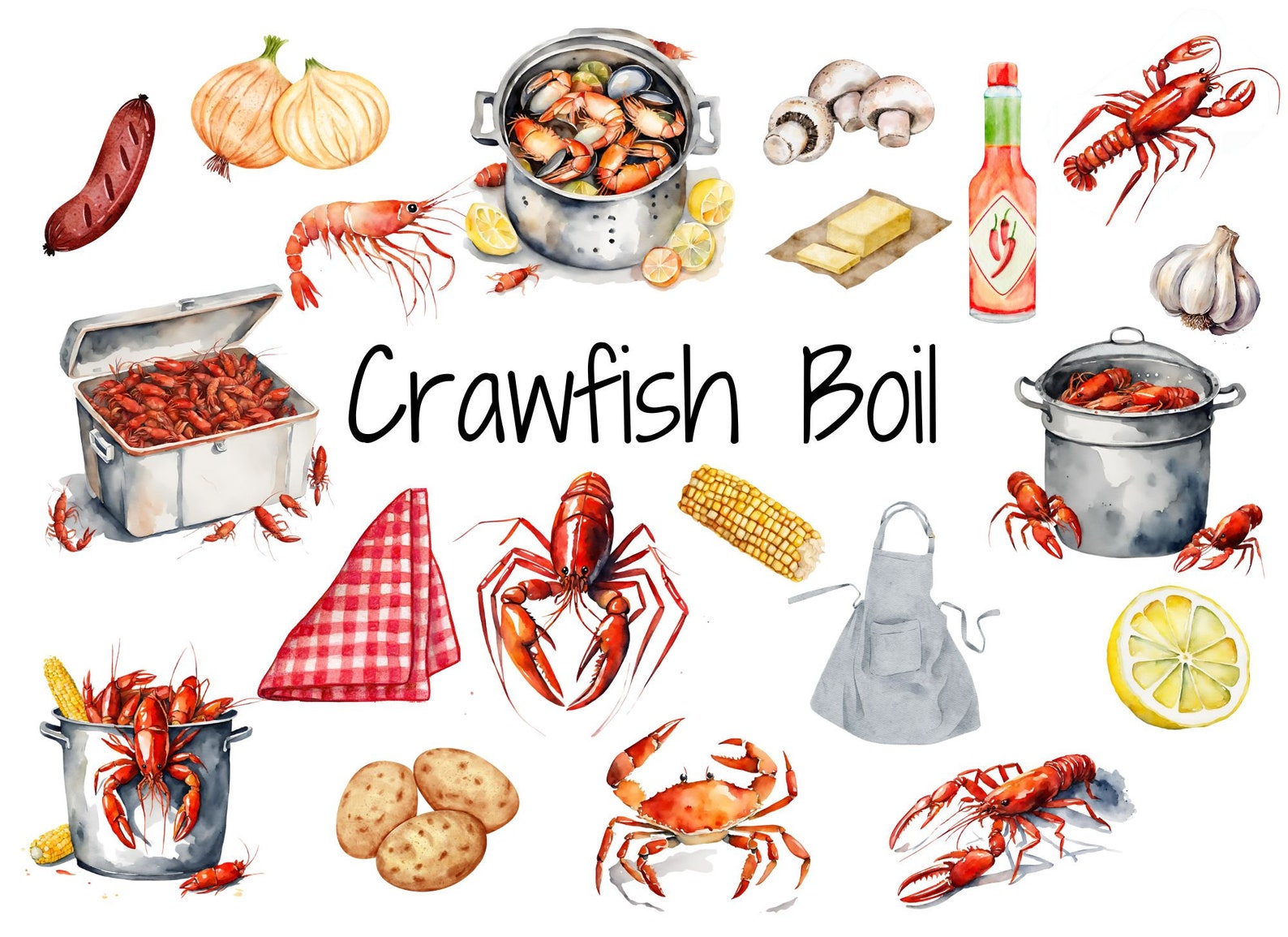 Crawfish Boil Clip Art Crawfish Digital Download Printable Crawfish ...