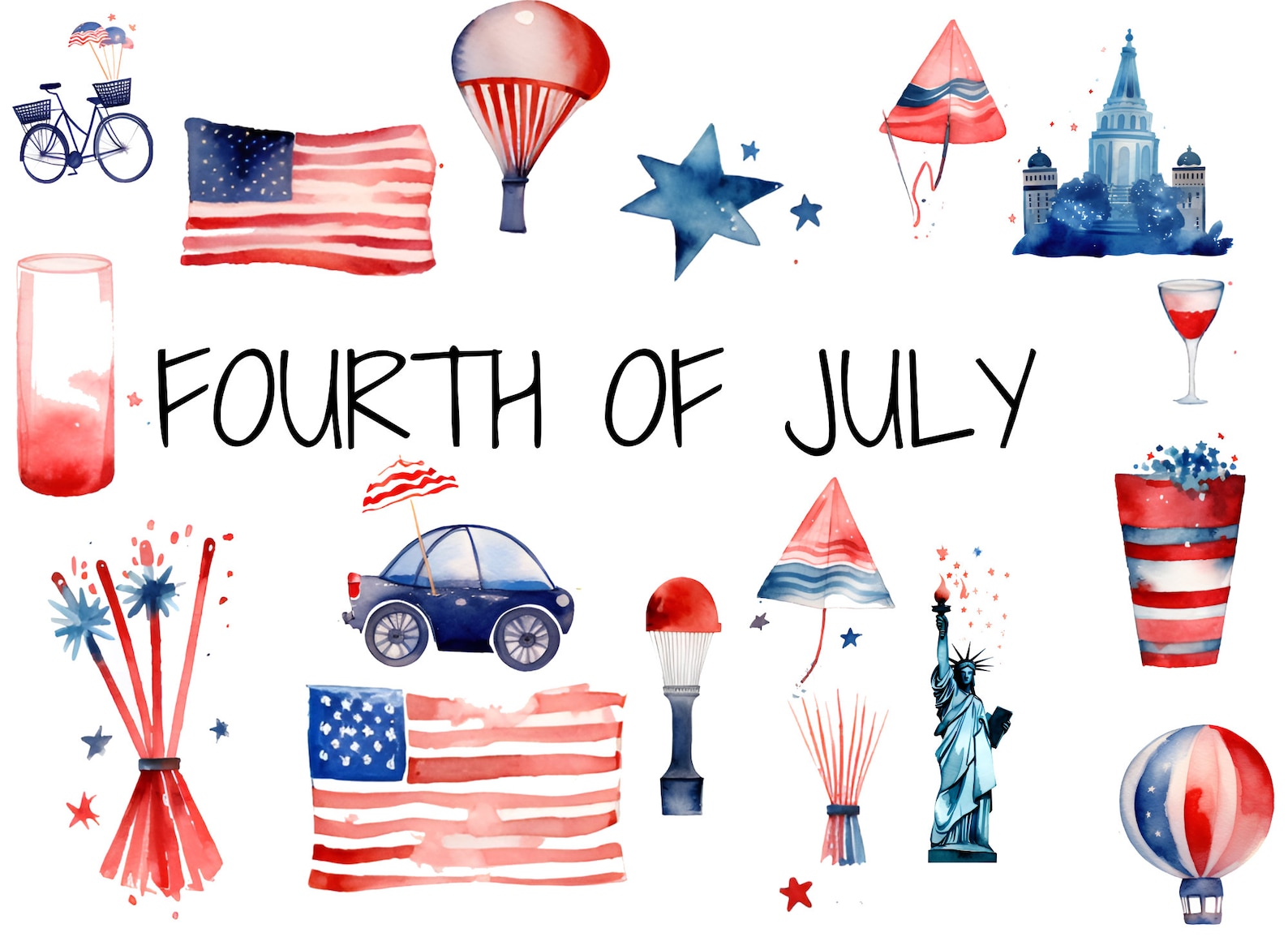 4th of July Clip Art | Independence Day Digital Download | Printable ...