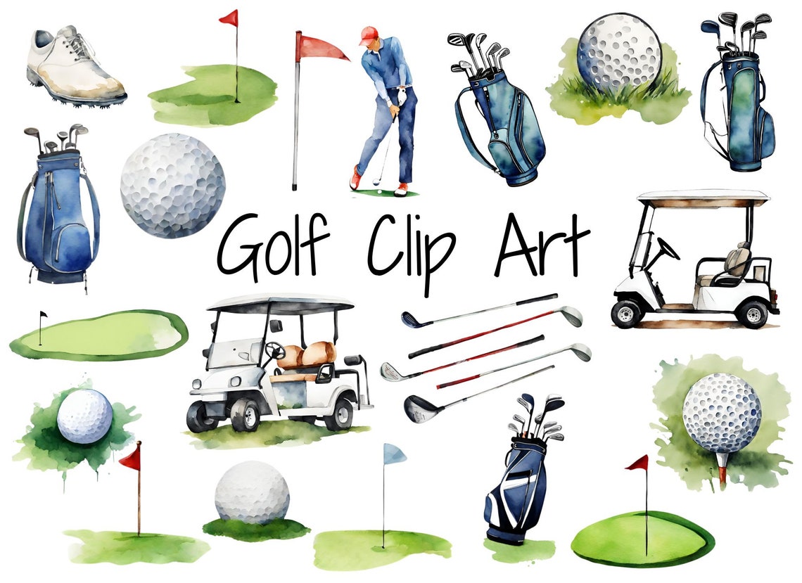 Golf Clip Art | Golf Digital Download | Printable Golf Party | Master's ...