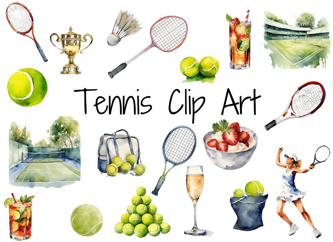 Tennis Clip Art Wimbledon Tennis Digital Download Printable Tennis ...