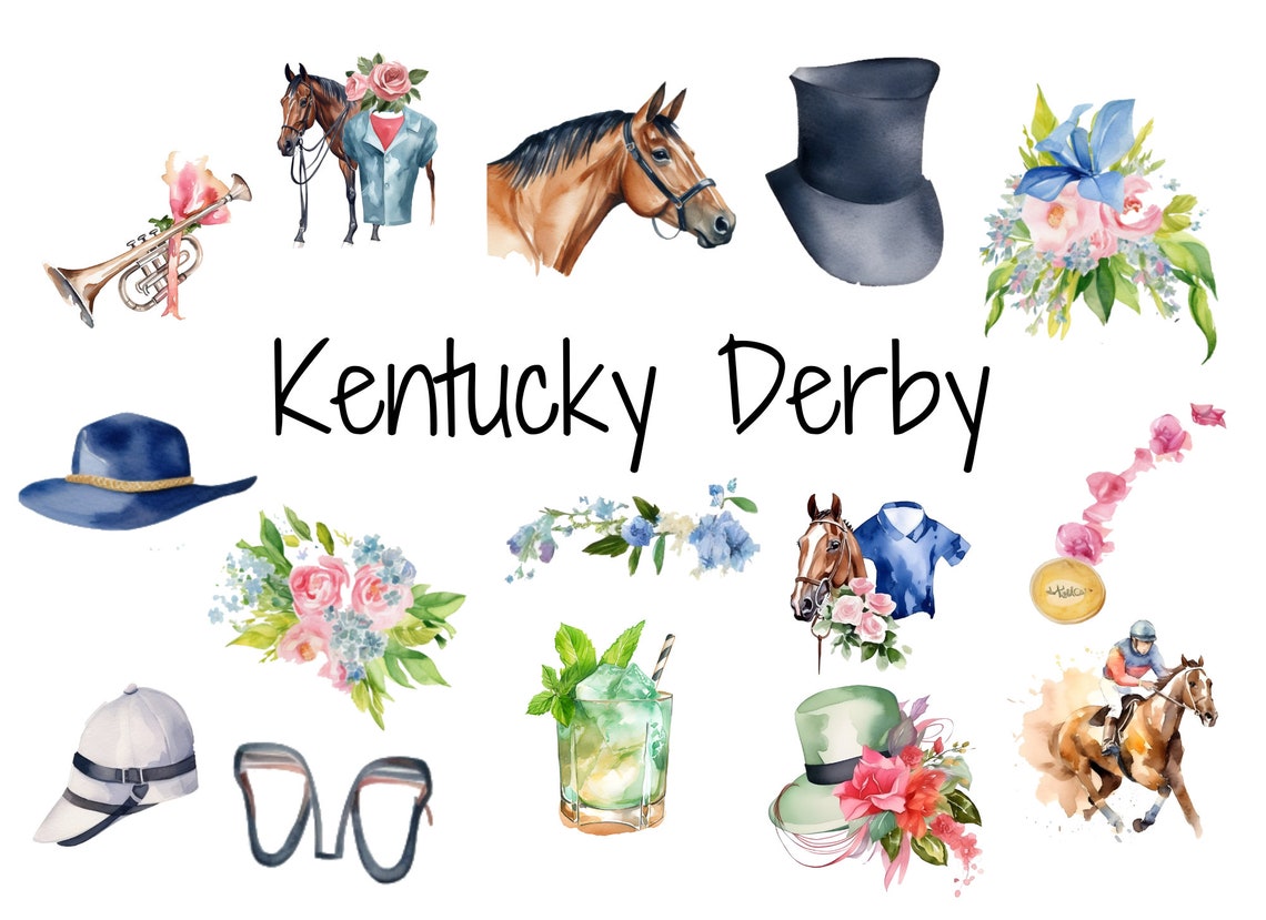 Kentucky Derby Clip Art Horse Racing Digital Download Printable ...