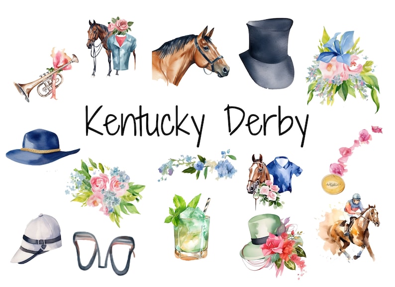 Kentucky Derby Clip Art Horse Racing Digital Download Printable ...