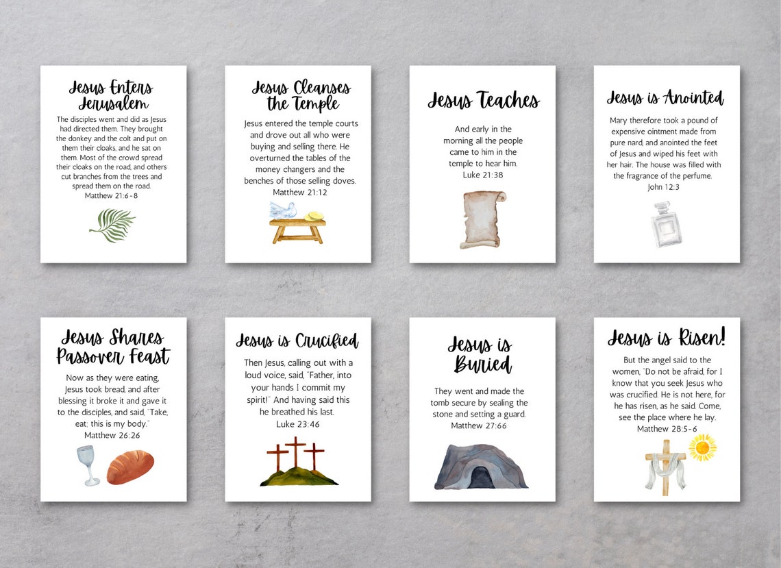 Easter Story Cards Holy Week Cards Easter Countdown - Etsy