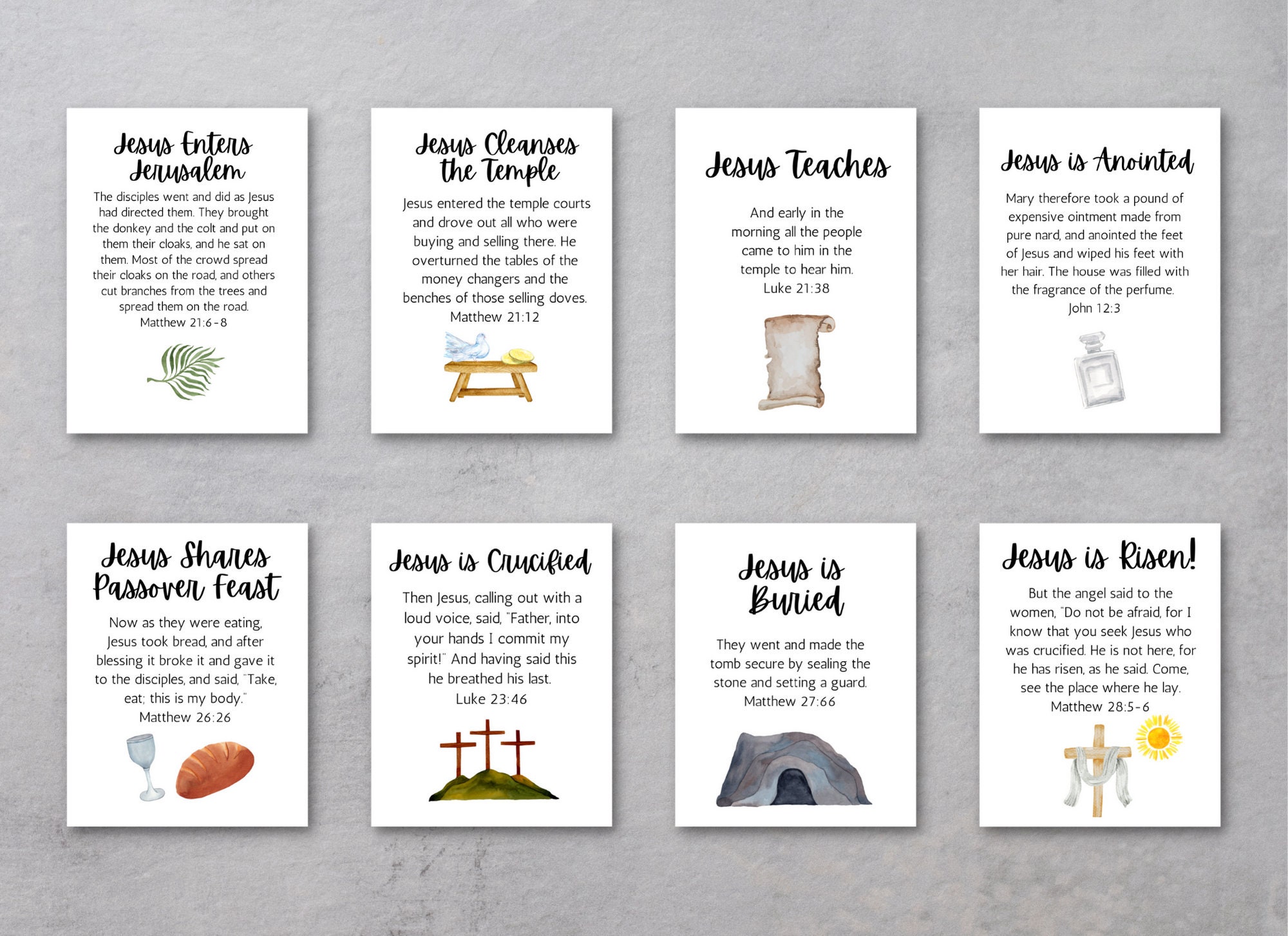 Easter Story Cards Holy Week Cards Easter Countdown - Etsy