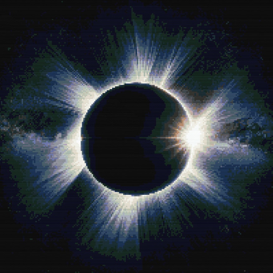 Solar Eclipse Cross Stitch Pattern, Cosmic Embroidery Design, Celestial ...