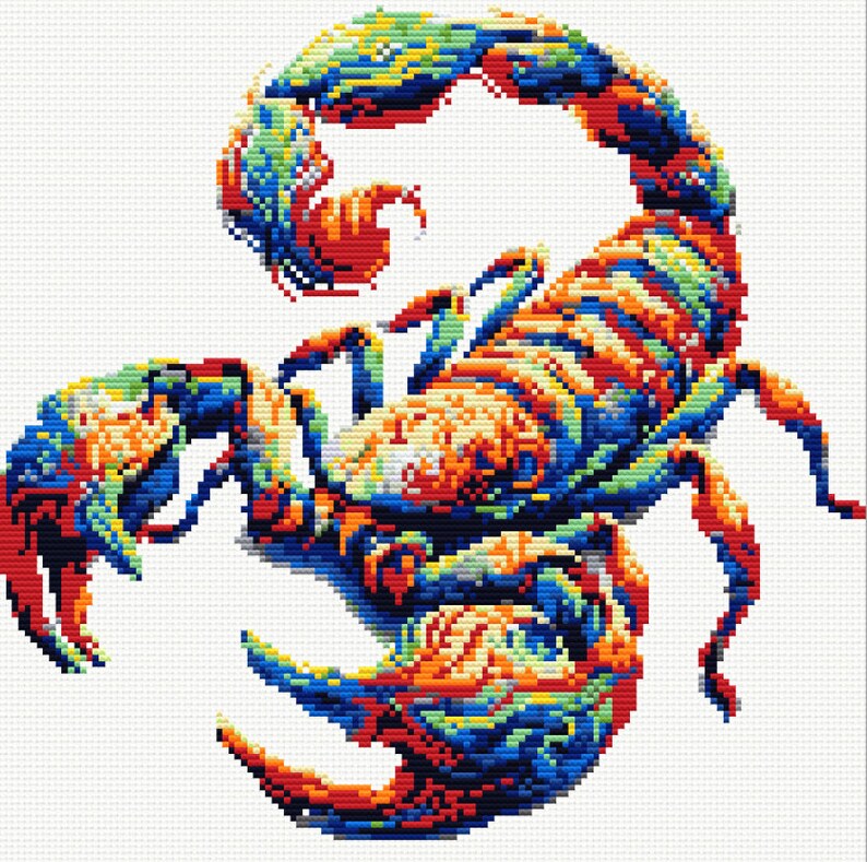 Colorful Zodiac Scorpio Cross Stitch Pattern, Vivid Astrology Inspired ...