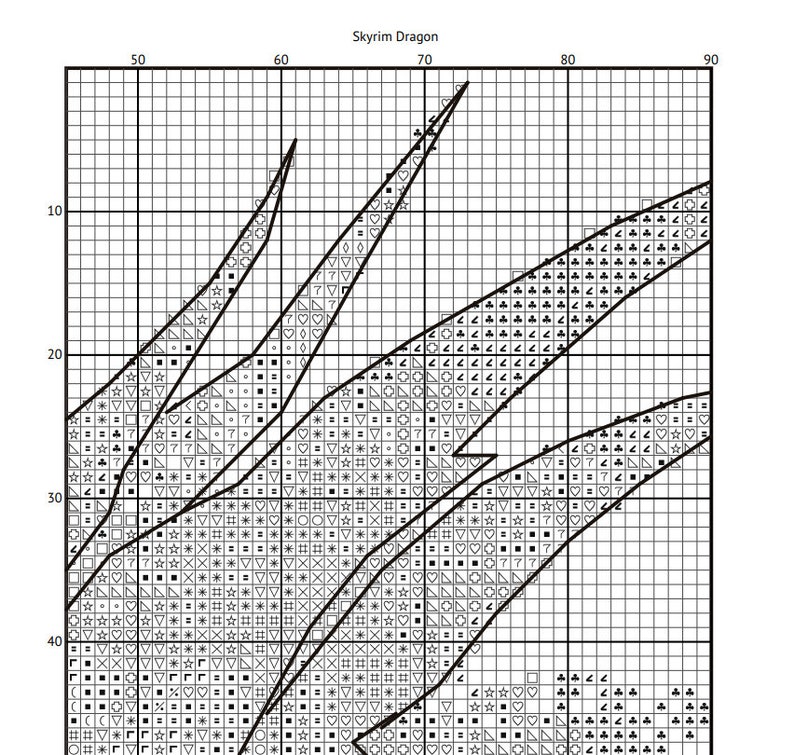 Majestic Skyrim Dragon Cross Stitch Pattern Fantasy Art Embroidery ...