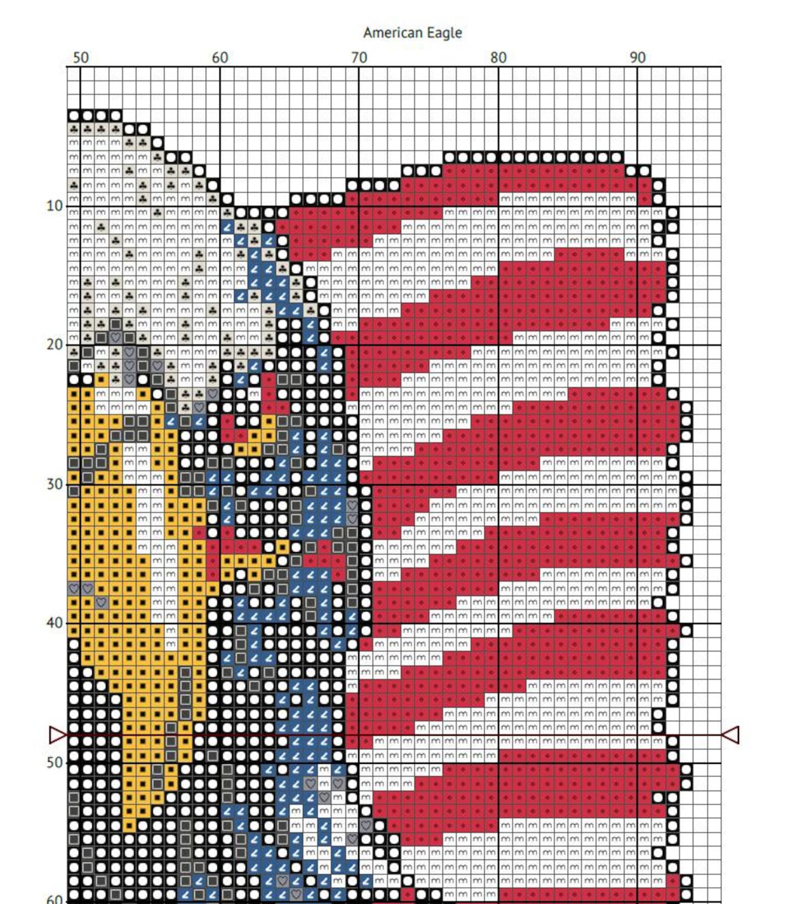 Patriotic Bald Eagle Cross Stitch Pattern | American Flag Embroidery ...
